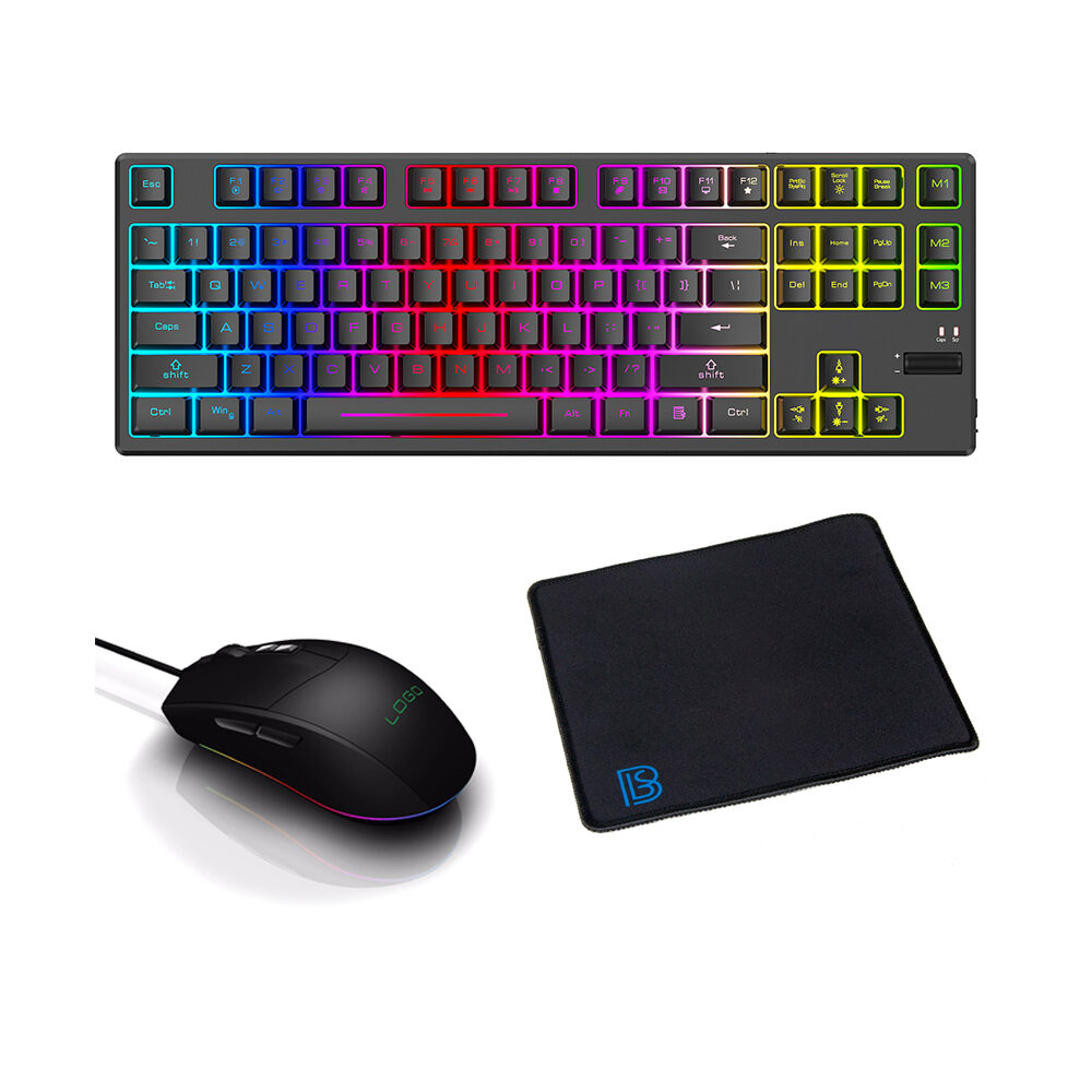 2024 New 100 Key Gaming Led Backlit Rainbow Keyboard Mouse And Mouse ...