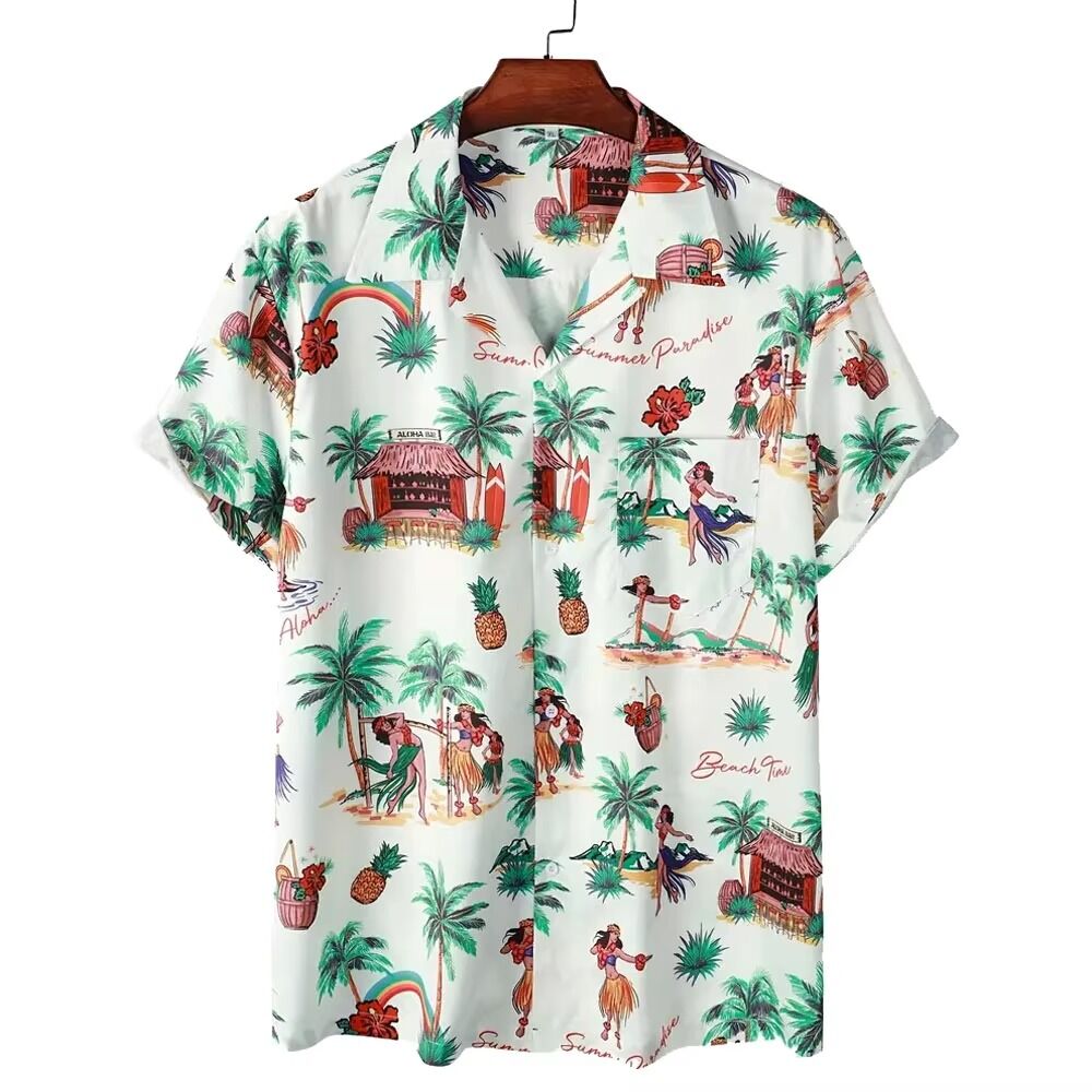 All Over Printed Design 100% Polyester Hawaiian Short Sleeve Hawaii ...