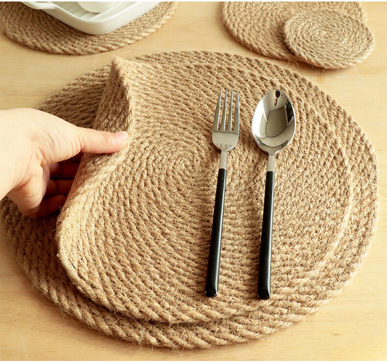 Linen Grass Insulation Mat Table Placemat Straw Coaster Home Mug ...