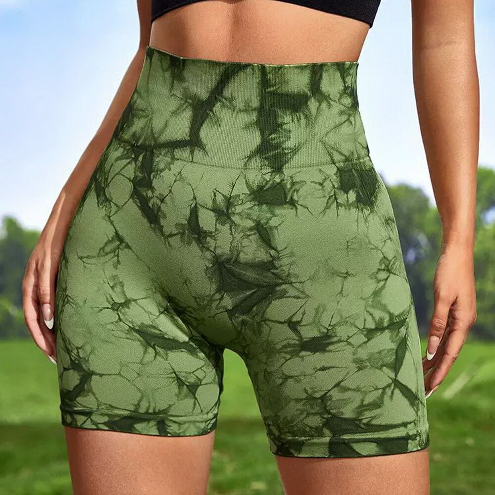 Custom Logo Tie Dye Yoga Pants Women Sports Fitness Shorts Comfortable ...