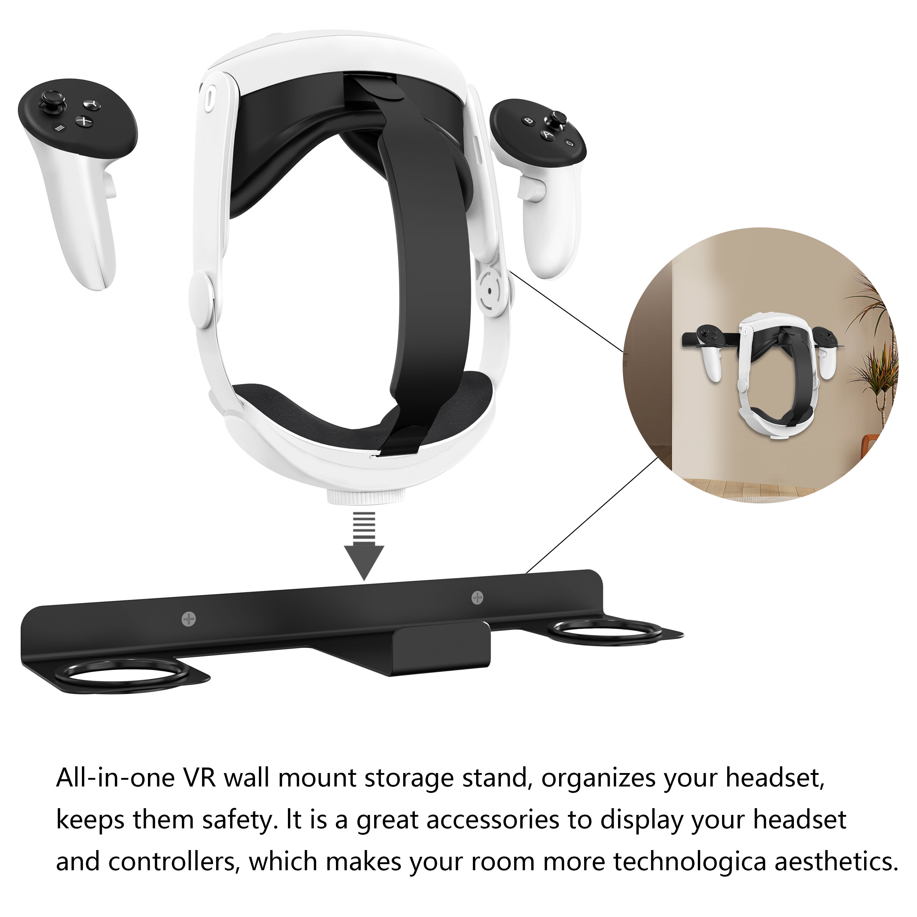 Vr Storage Stand Compatible With Meta Quest 2&quest 3 Wall Storage ...