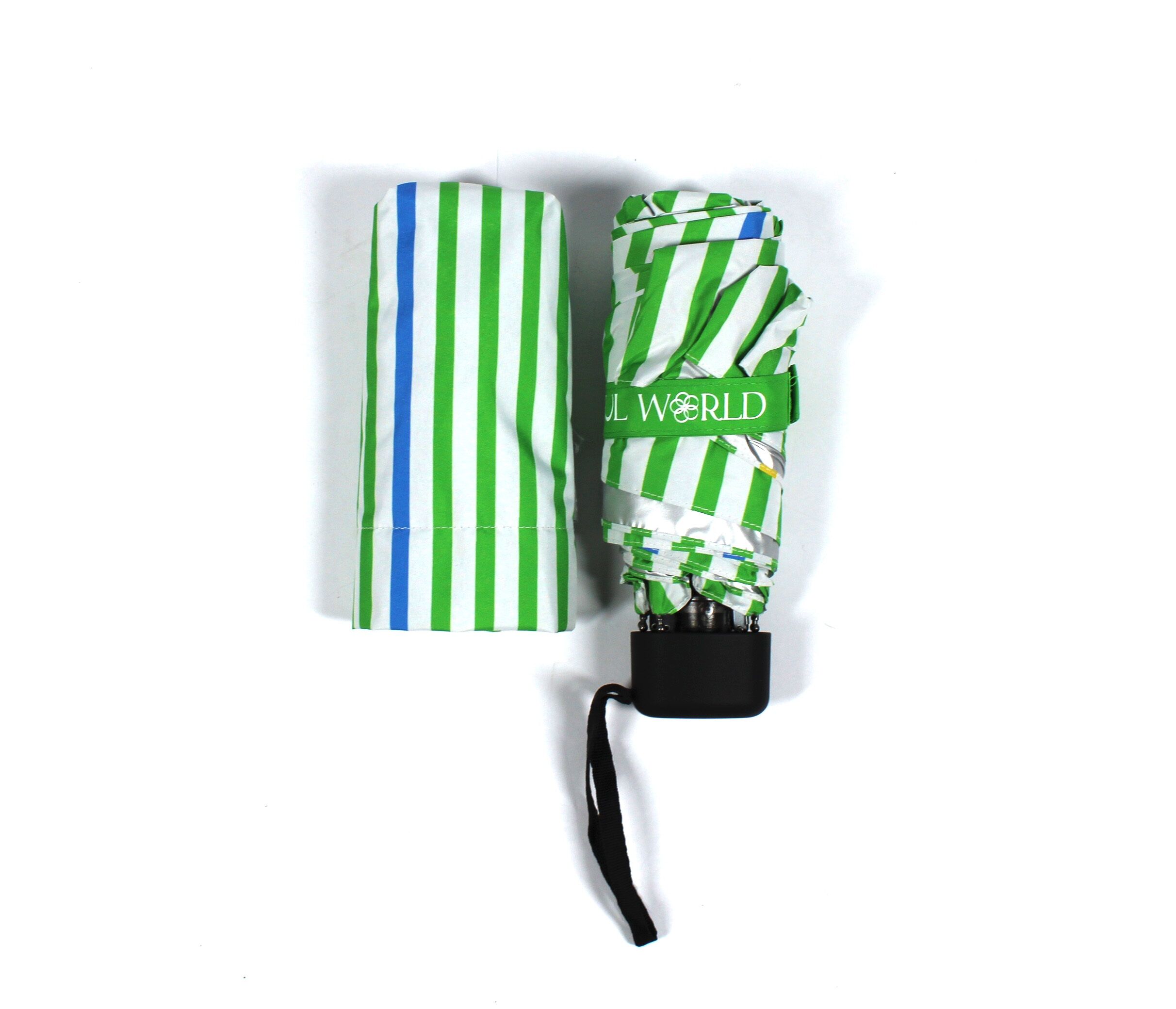 White Green Stripes Mini Vinyl Umbrella Adult Umbrella Folding Umbrella ...