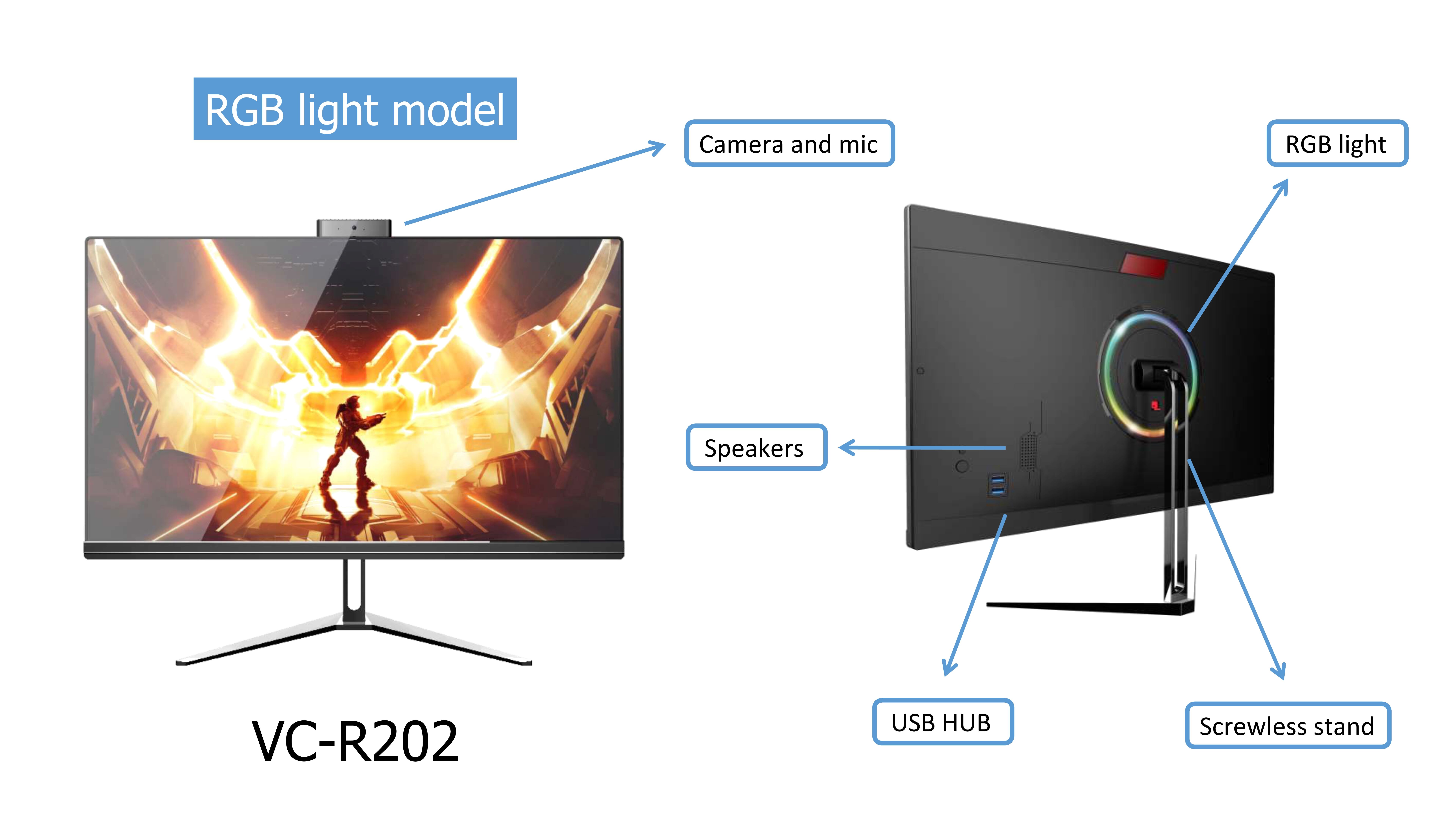 19.5" Computer Monitor Resolutions 1600*900 16:9 Led Tn Panel Narrow ...
