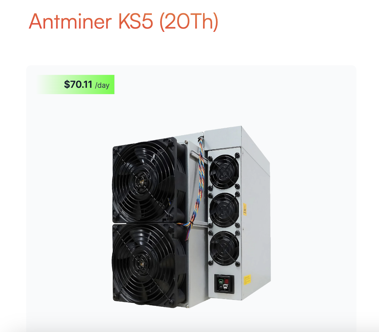 Model Antminer Ks5 (20th) From Bitmain Mining Kheavyhash Algorithm With A Maximum Hashrate Of ...
