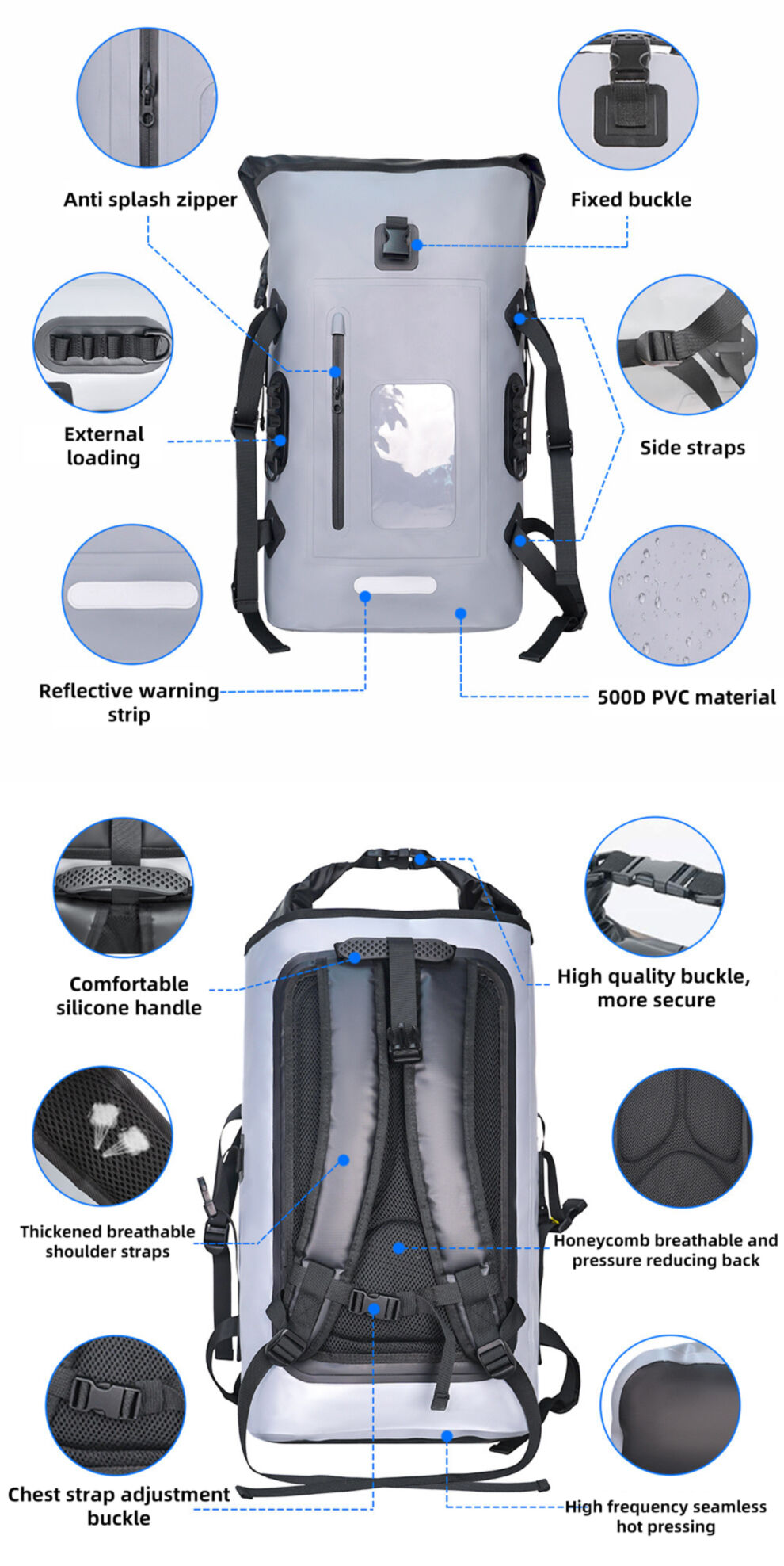 Zonysun Large Capacity Waterproof Dry Bag Floating Dry Sack Roll Top ...