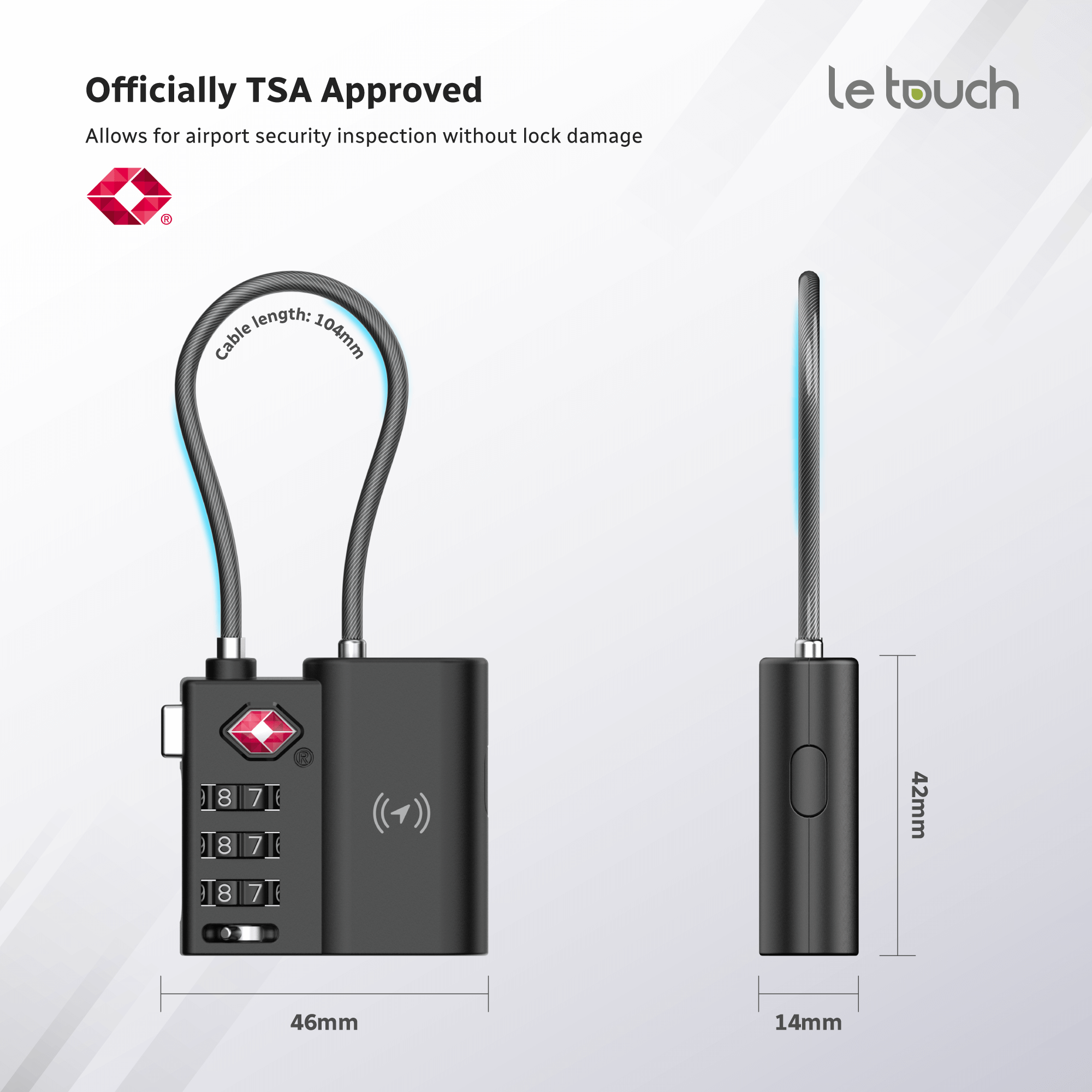 Le Touch Patent Private Design Lt-t60 Tsa Lock With Apple Findmy Finder ...
