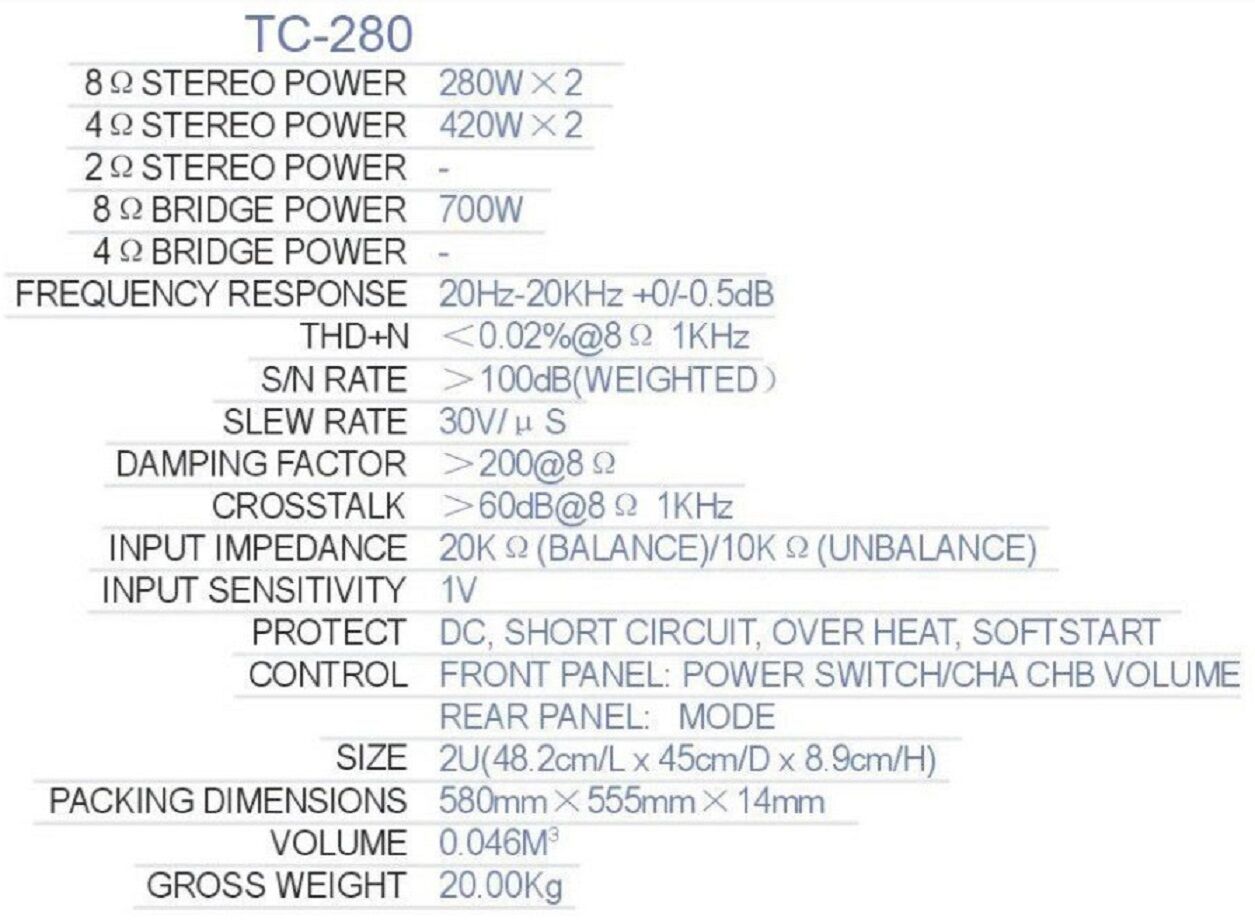 Tc-280 Power Amplifier, 2u Professional, Stable Performance, For Bands ...