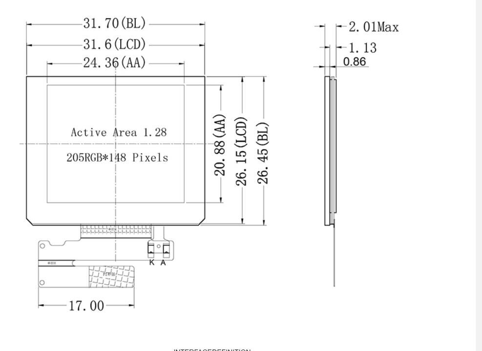 1.28 Inch Tft Lcd Display ,205x148 Dots, Sunlight Readable ...