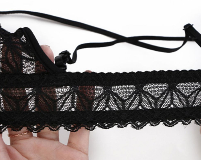 Wholesale Soft Exquisite Lace Front Button Cross Backlit Lingerie Set ...