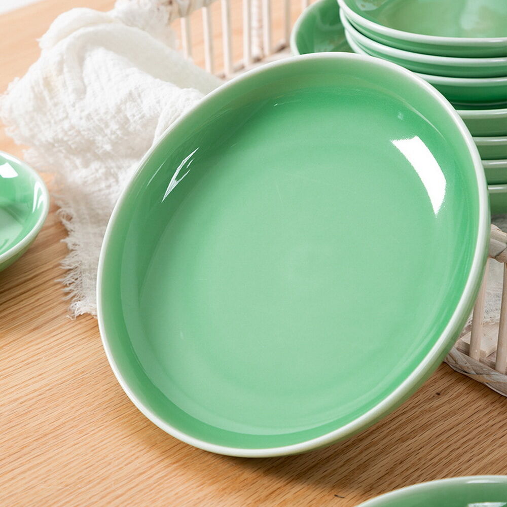 Buy China Wholesale Custom Logo Dinner Plates Cheap Round Green Ceramic ...