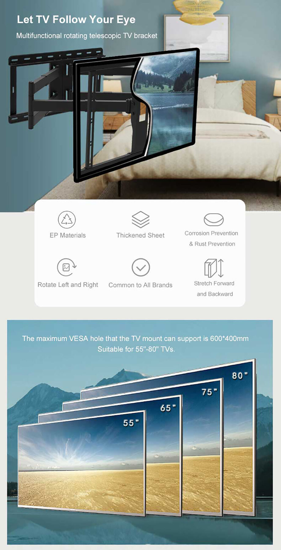 Bulk Buy China Wholesale 55"-80" Strong Six Arms Support Hanging Tv ...