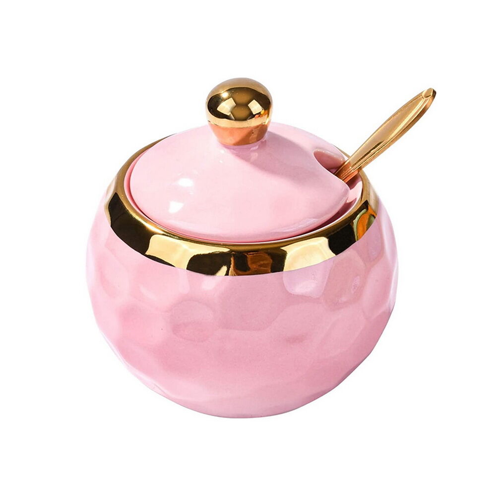 Buy China Wholesale Ceramic Jars With Gold Spoon And Lid Novelty ...
