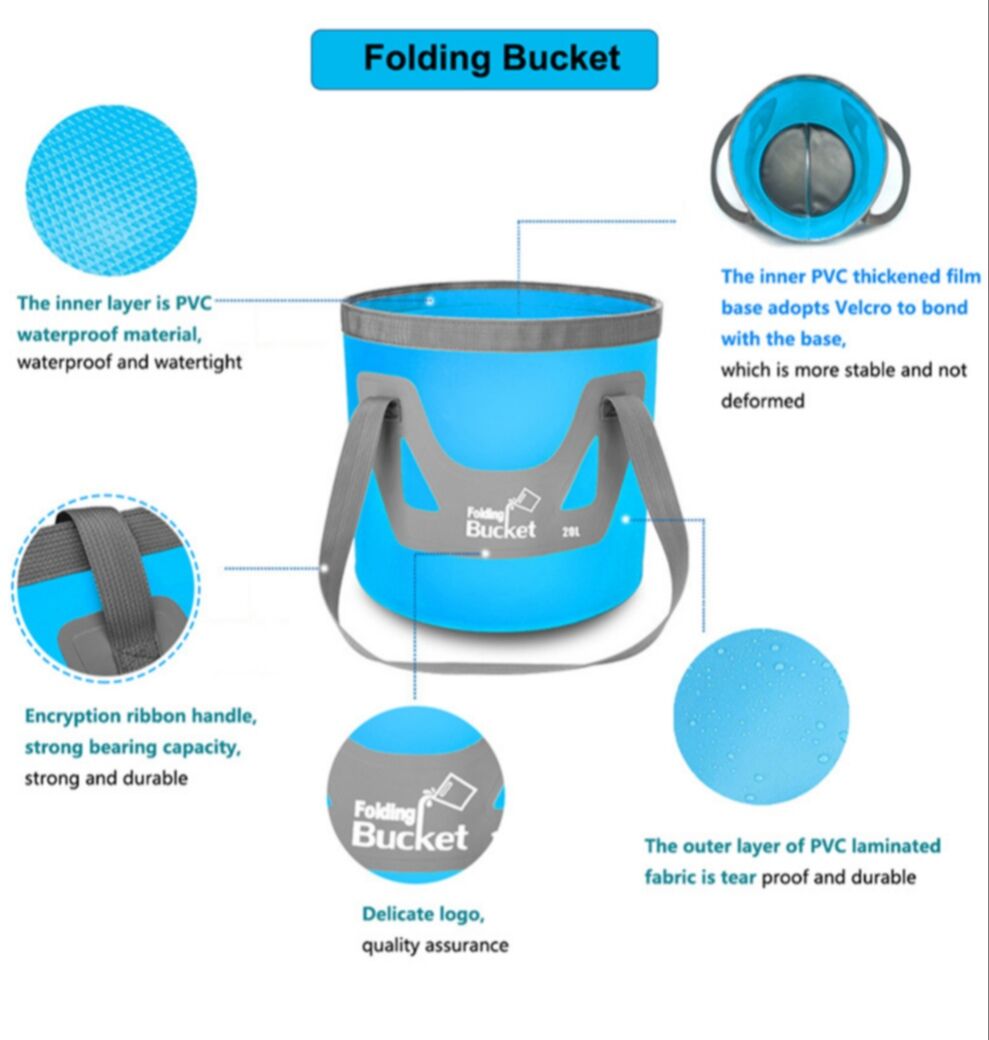 Multifunctional Pvc 12l Fishing Bucket Yellow Collapsible Bucket ...