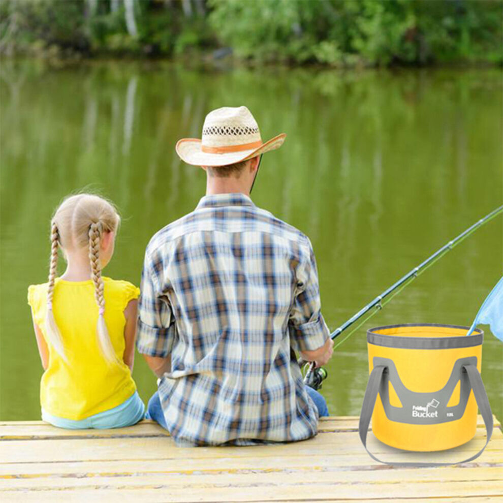 Multifunctional Pvc 12l Fishing Bucket Yellow Collapsible Bucket ...