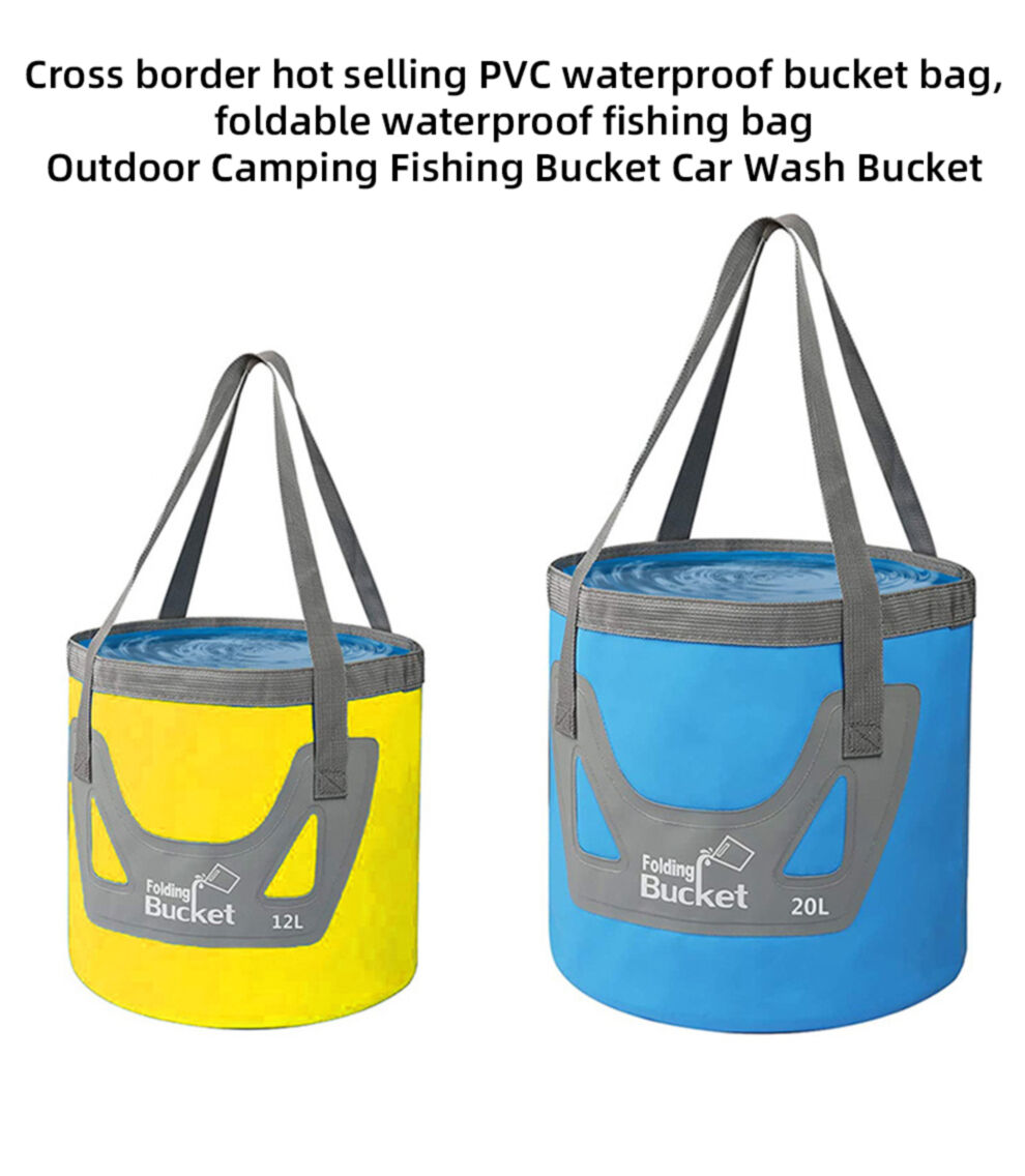 Multifunctional Pvc 12l Fishing Bucket Yellow Collapsible Bucket ...
