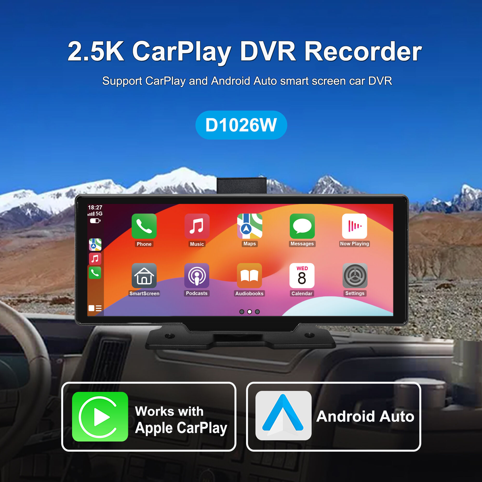 Universal 10.26 Inch Android Auto Dual 1080p Recorder Dvr Carplay ...