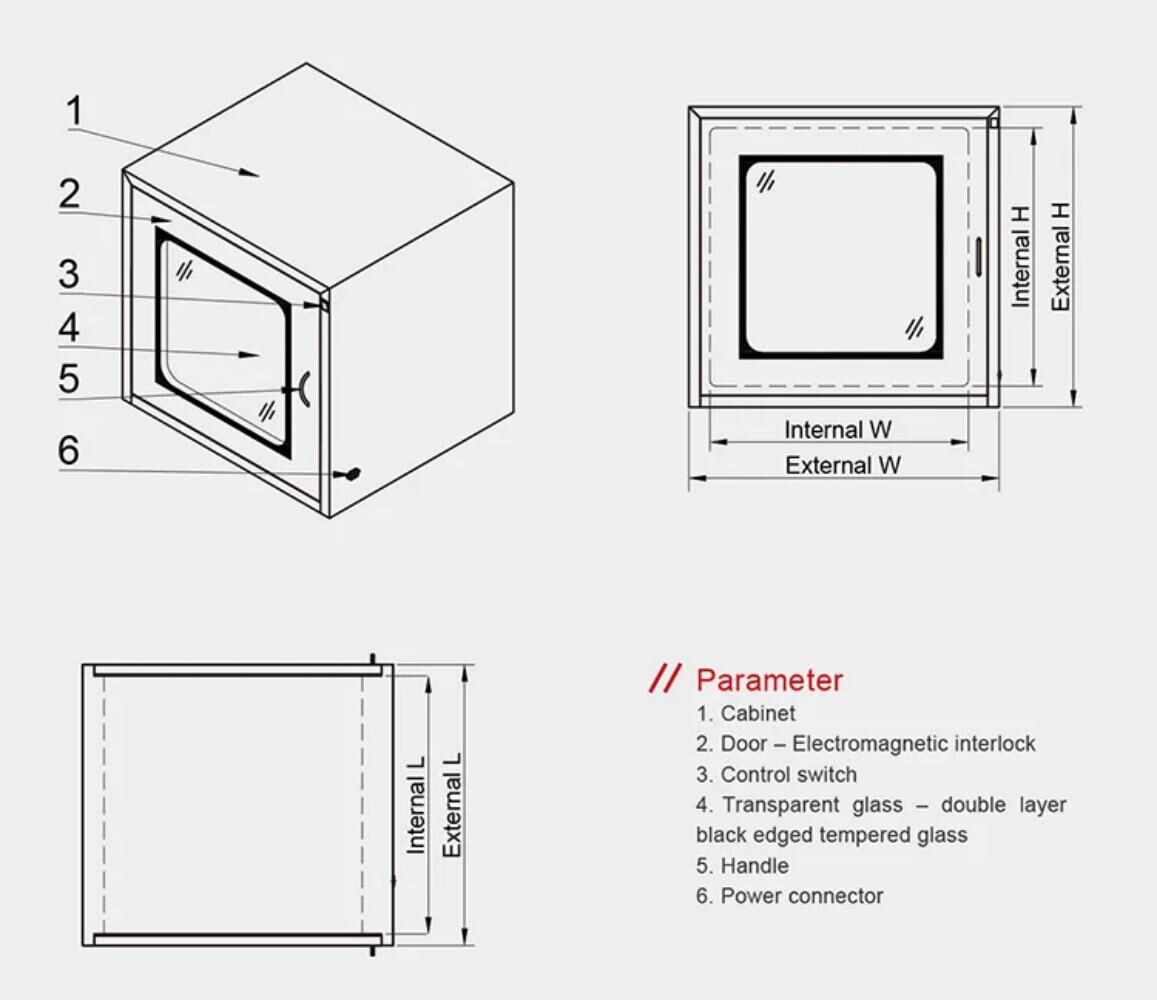 High Quality Touchless Hospital Cleanroom Pass Transfer Box Embedded ...
