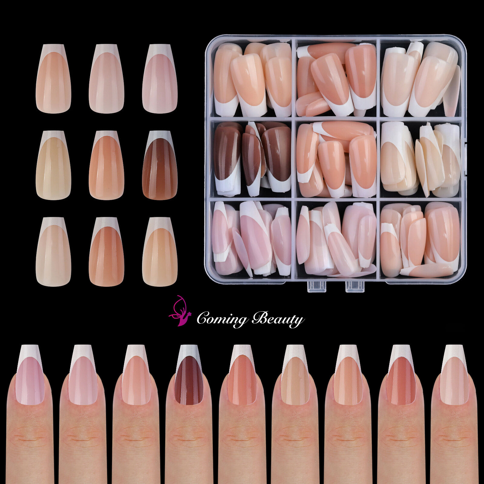 Wholesale Art French Fake Nails Wearable Nail Stickers Finished Nail ...