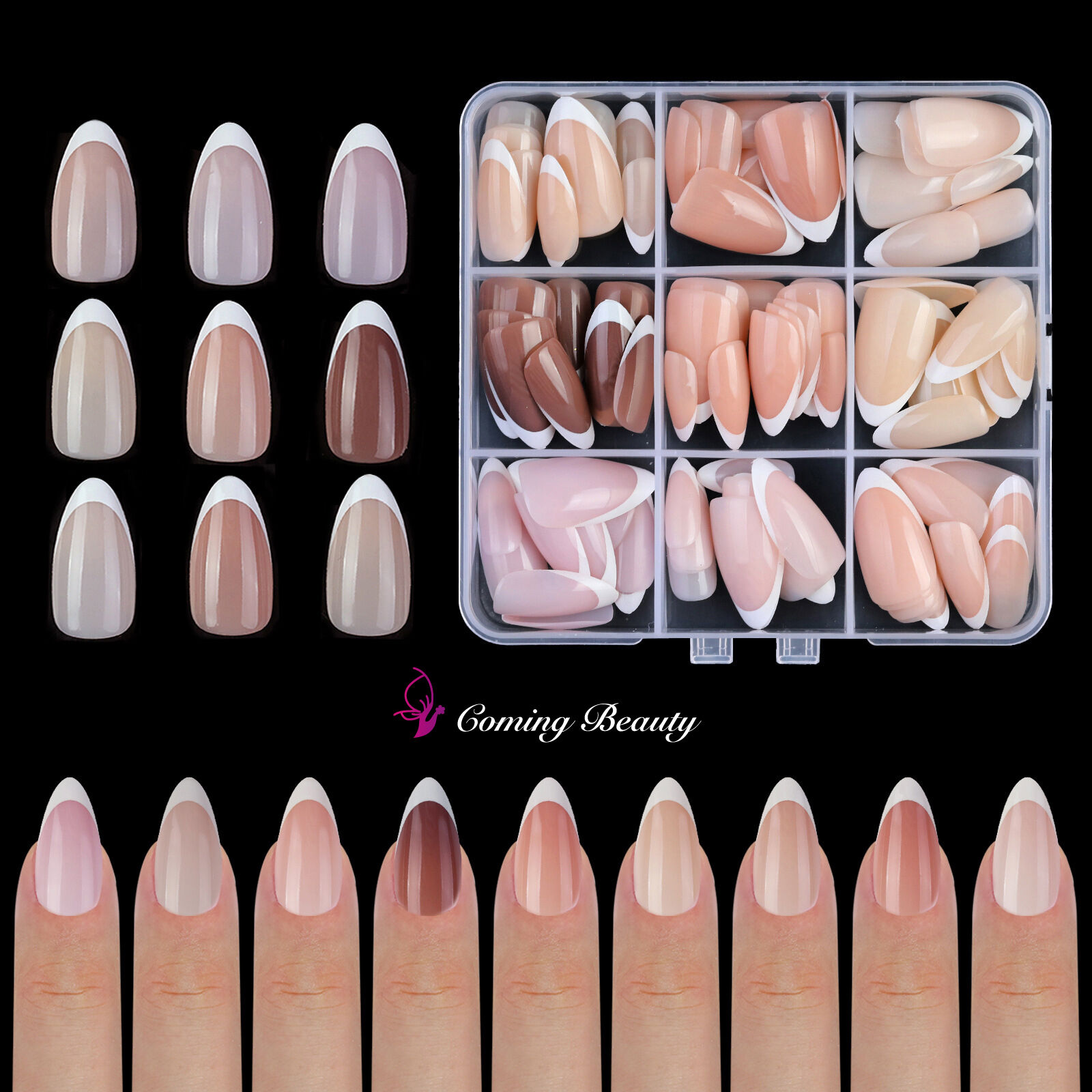 Wholesale Art French Fake Nails Wearable Nail Stickers Finished Nail ...