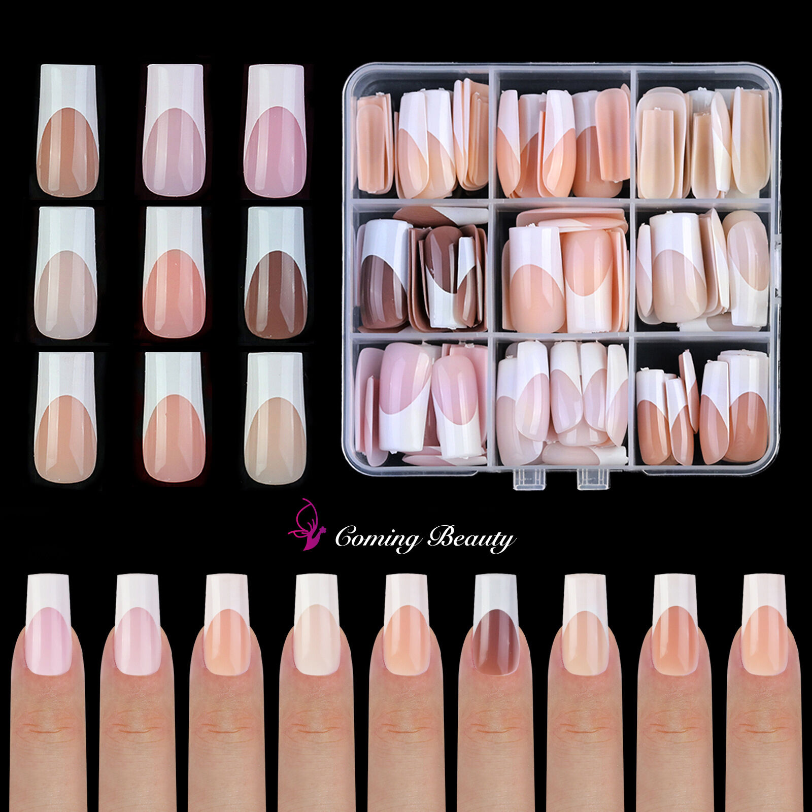 Wholesale Art French Fake Nails Wearable Nail Stickers Finished Nail ...