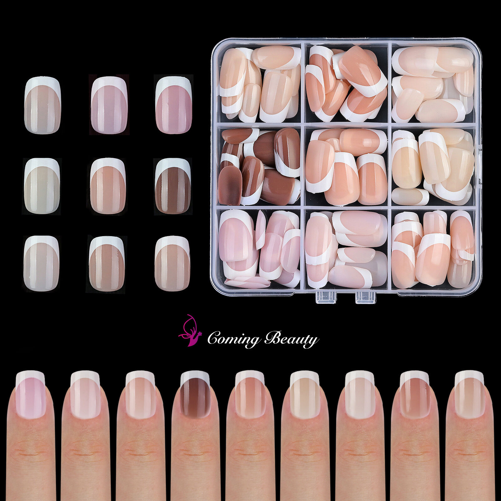 Wholesale Art French Fake Nails Wearable Nail Stickers Finished Nail ...