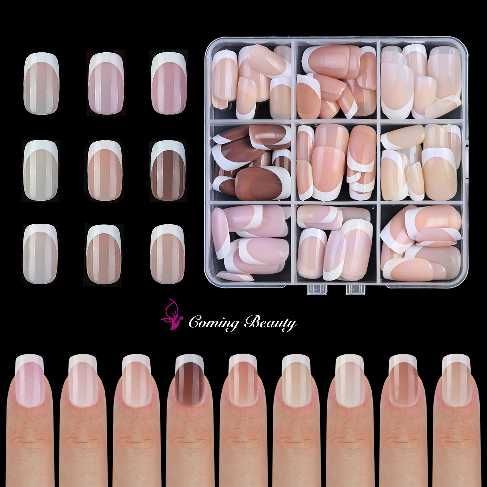 Wholesale Art French Fake Nails Wearable Nail Stickers Finished Nail ...