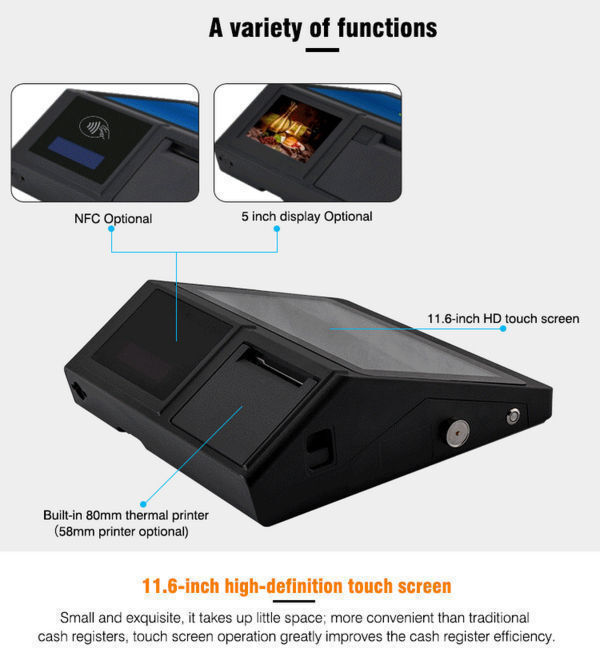 11.6inch Android 9.0 Desktop Pos Terminal With 80mm Printer For ...