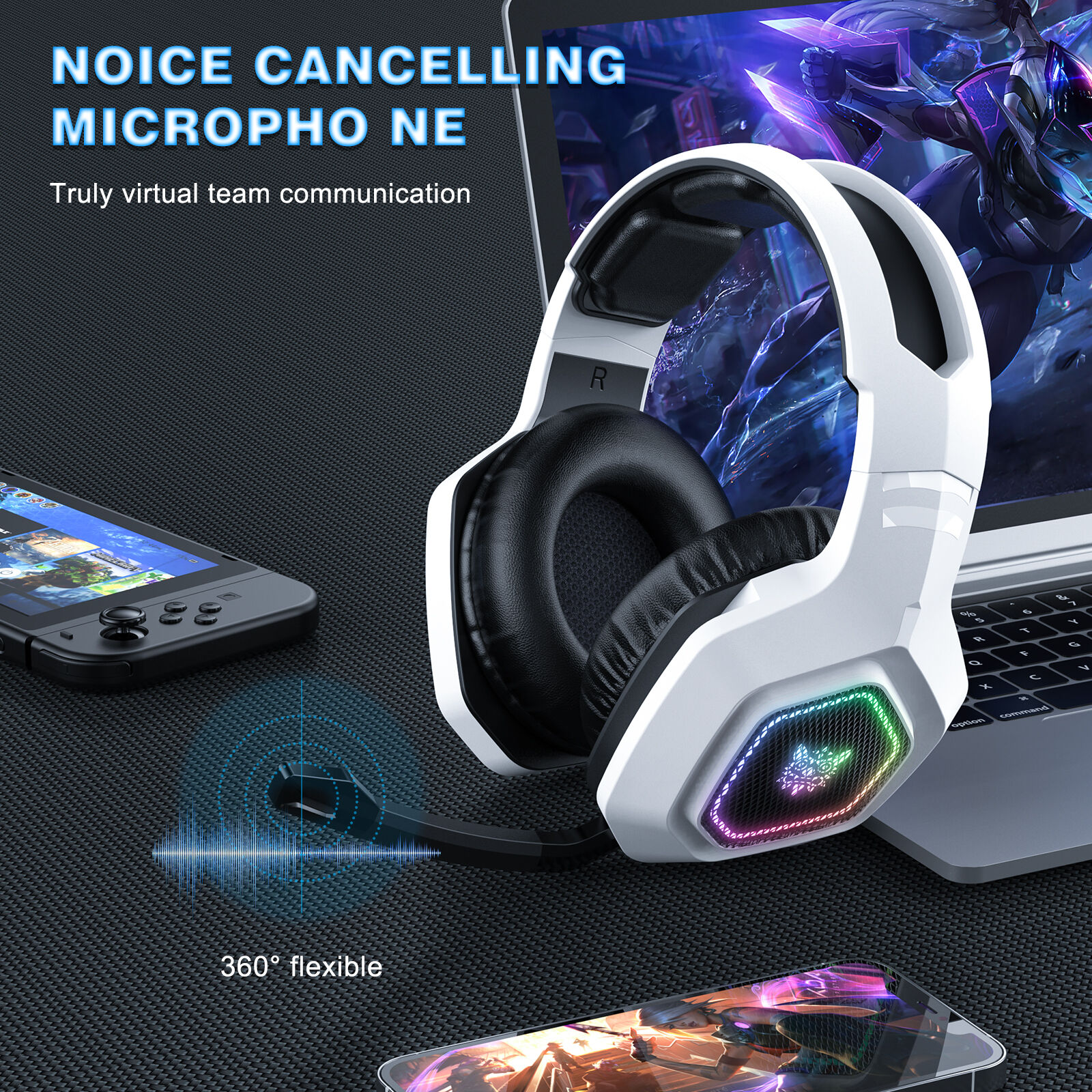 Onikuma Gt826 Top Tri-mode Metal Gaming Headset With Crystal Clear Mic ...