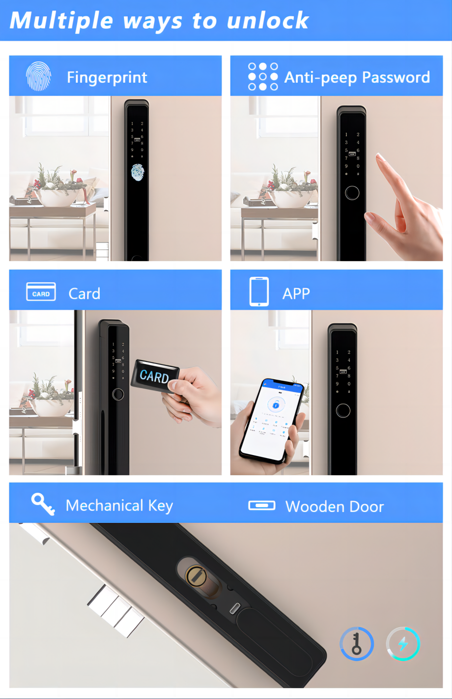 Fingerprint Digital Smart Home Door Lock With Camera 3d Face ...
