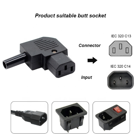 125v 250v Iec C13 Left Rewireable Connector 90 Degree Plug, Iec ...