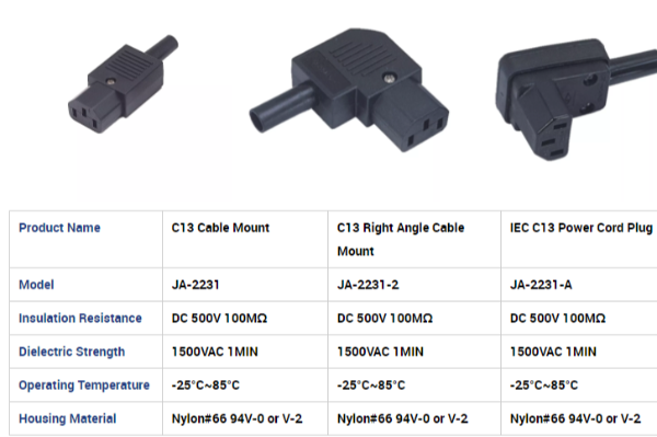 125v 250v Iec C13 Left Rewireable Connector 90 Degree Plug, Iec ...