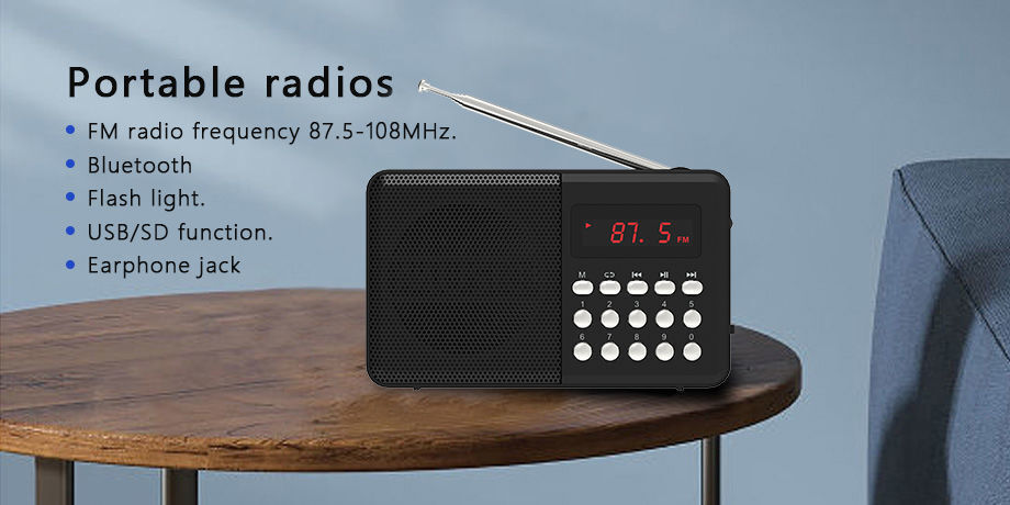 Fm Portable Radio Bluetooth Alarm Led Display Flash Light Suitable For ...
