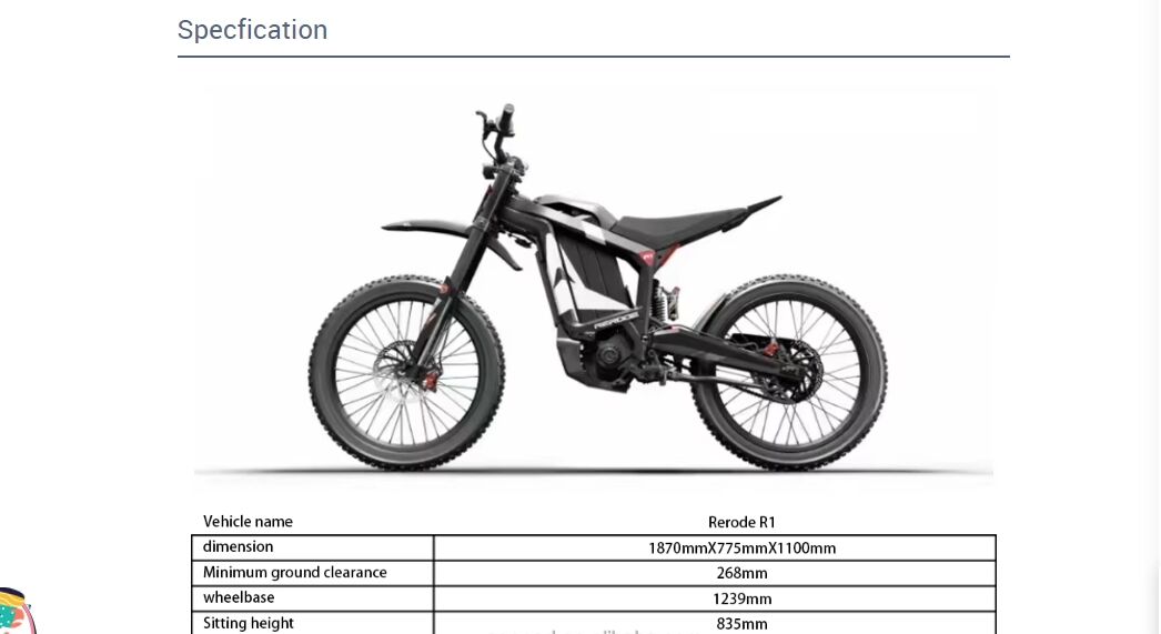 72v 8000w Middrive Off-road Ebike Rerode R1 Electric Dirt Bike Adult ...
