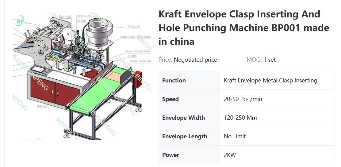 Metal Clasp Inserting And Hole Punching Envelope Machine - Wholesale ...