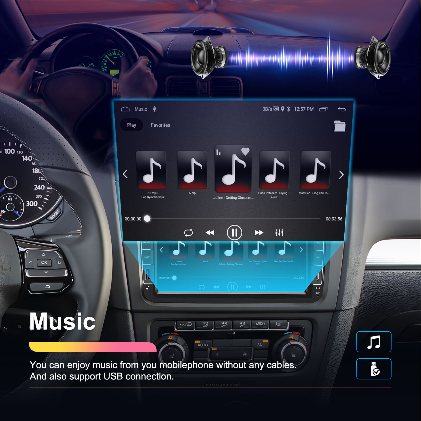 Podofo 8 Inch Android Double Din Carplay Android Auto 2+64g Gps Wifi Fm ...