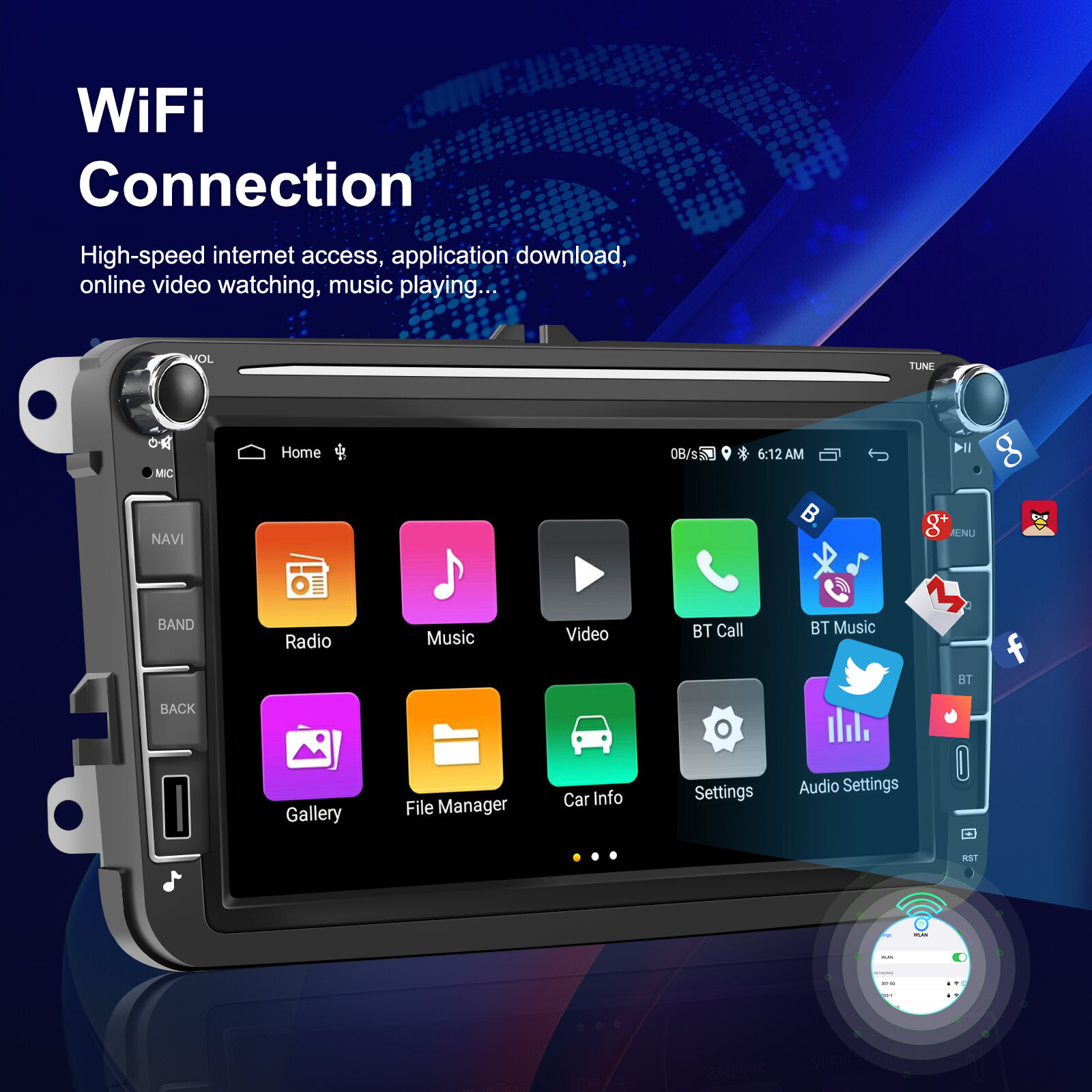 Podofo 8 Inch Android Double Din Carplay Android Auto 2+64g Gps Wifi Fm ...