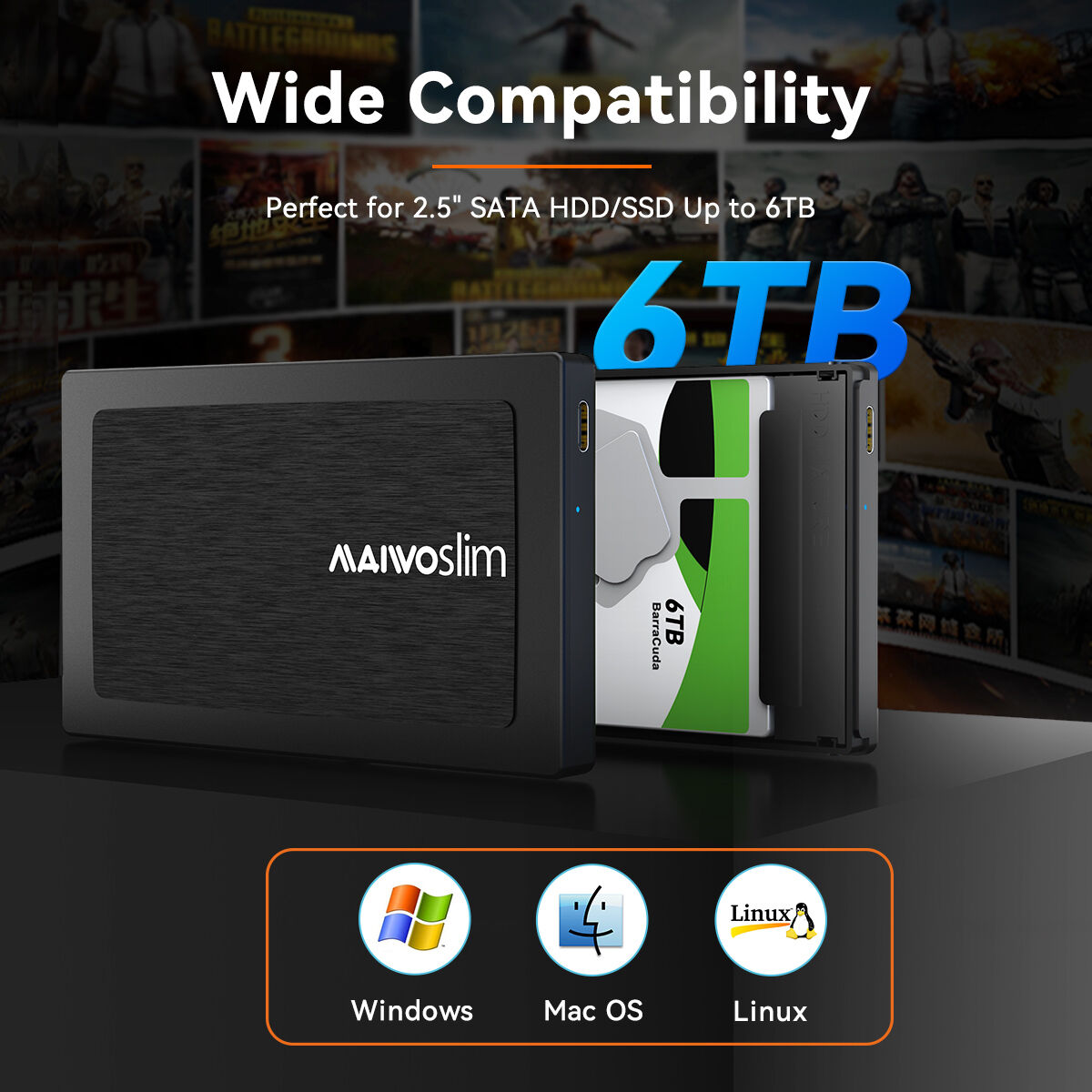 Maiwo K2588g2 Type C Enclosure For 2.5" Sata Hdd/ssd 2.5 Hard Drive ...