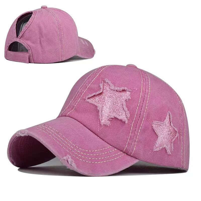 Baseball Caps Women's Washed Distressed Baseball Cap Adjustable Ripped ...