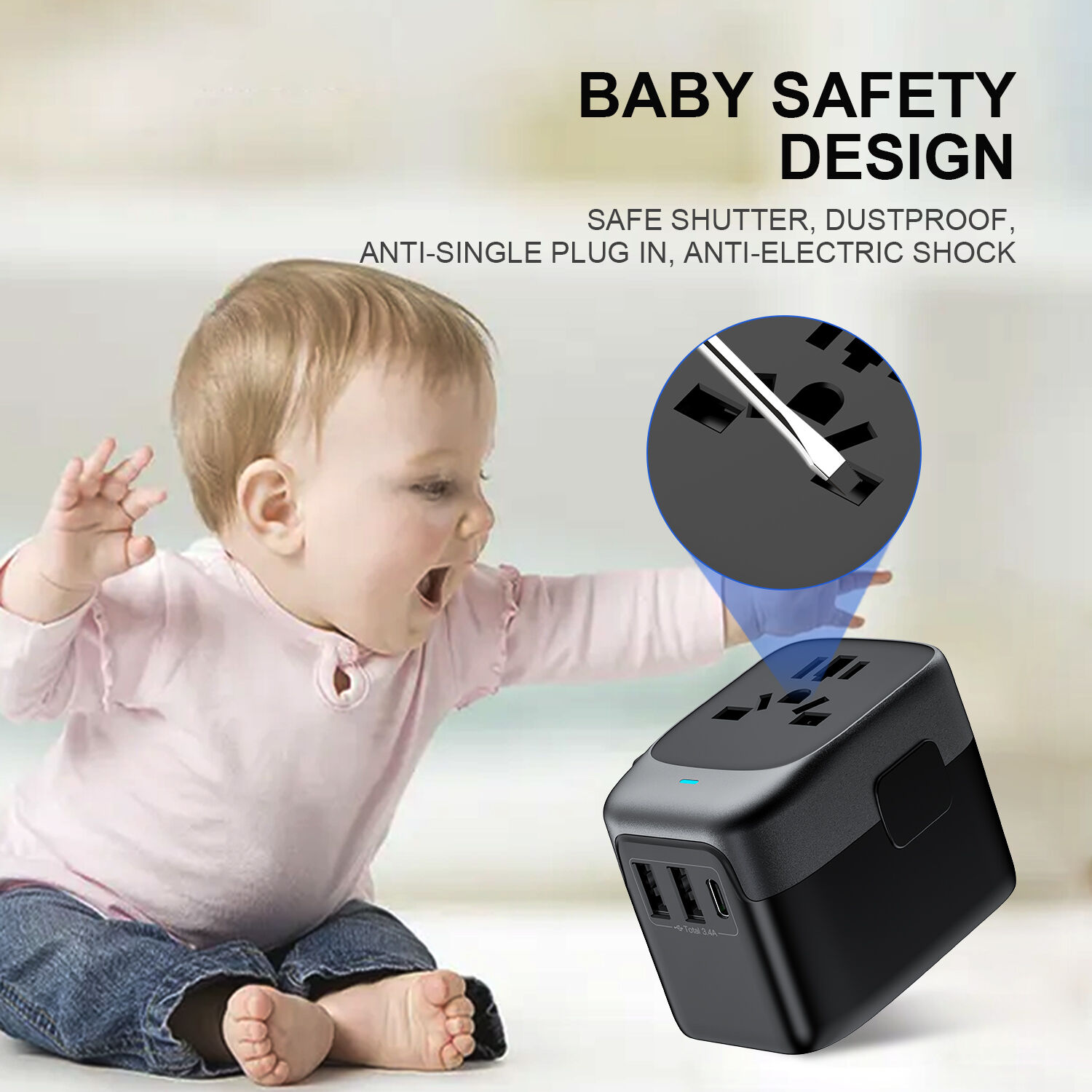 Universal Plug Travel Adapter Super Fast Charging Multifunctional ...