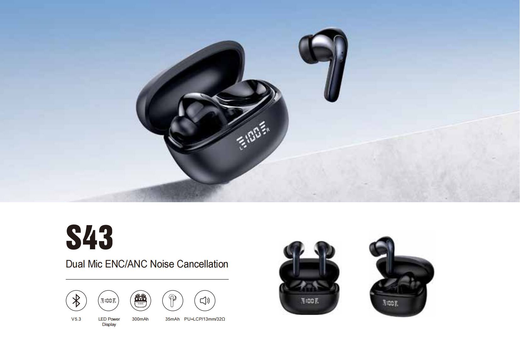 S48 Wireless Earbuds Bluetooth 5.3 Headphones Bass Stereo Ear Buds With ...
