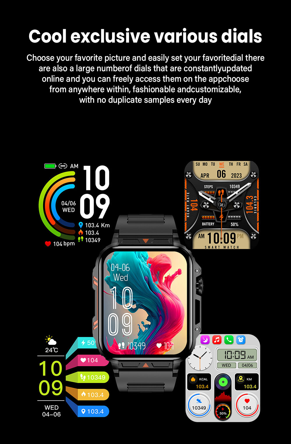 2024 New Big Screen Factory Direct Smart Watch V81 Android Reloj Inteligente Ip68 Waterproof ...