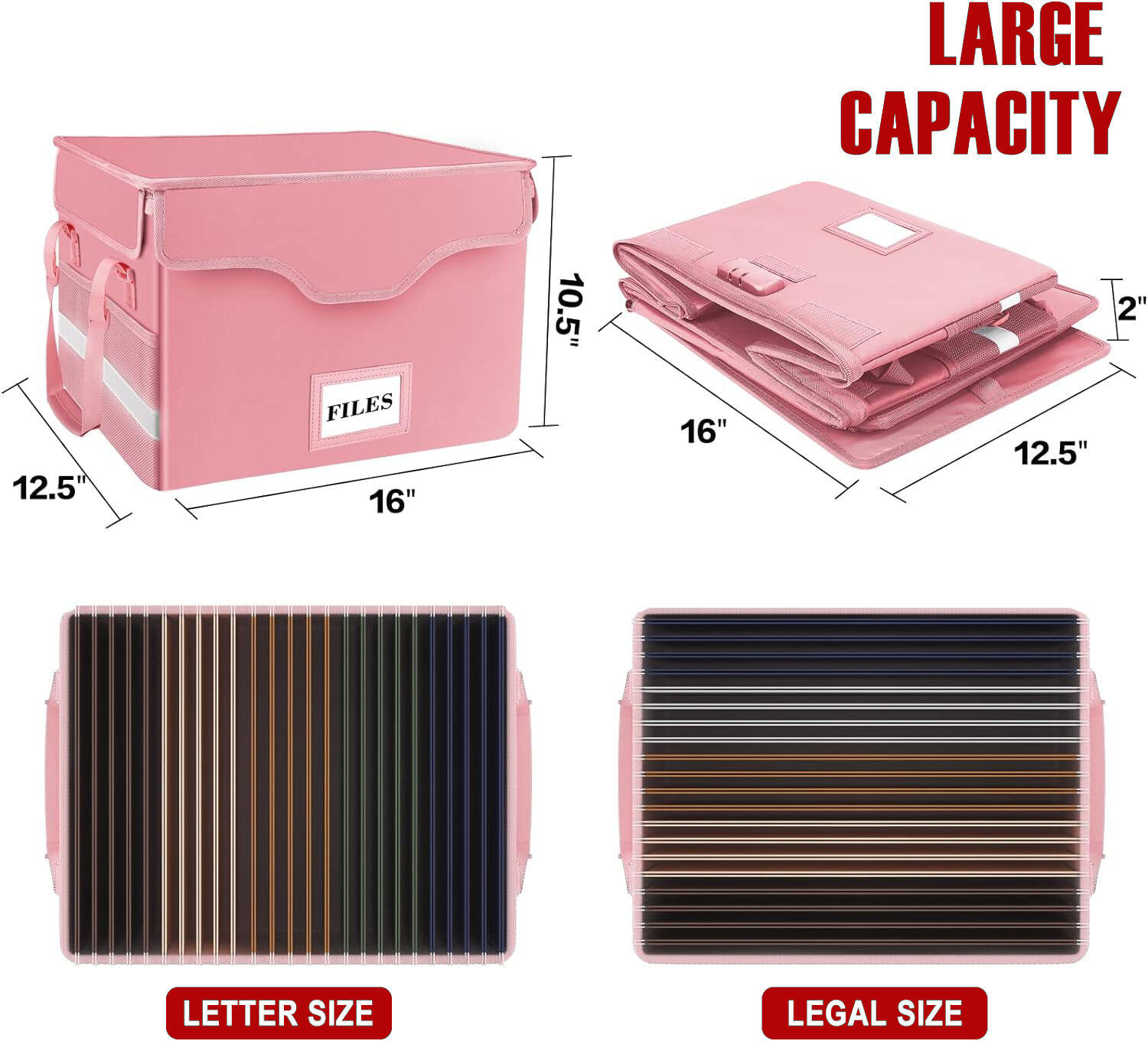 Fireproof File Storage Organizer Document Box With Lock Tab Inserts ...