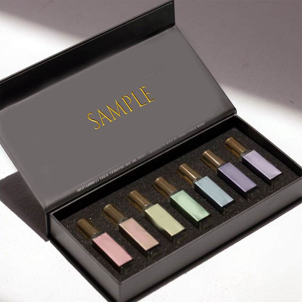 Oem Odm Logo Luxury Matte Black Perfume Box Perfume Bottle Vial Set Box ...