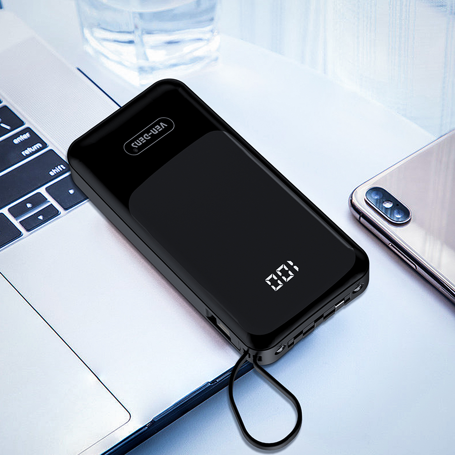 Factory Price High Capacity 20000mah Power Bank With Build-in Cables ...
