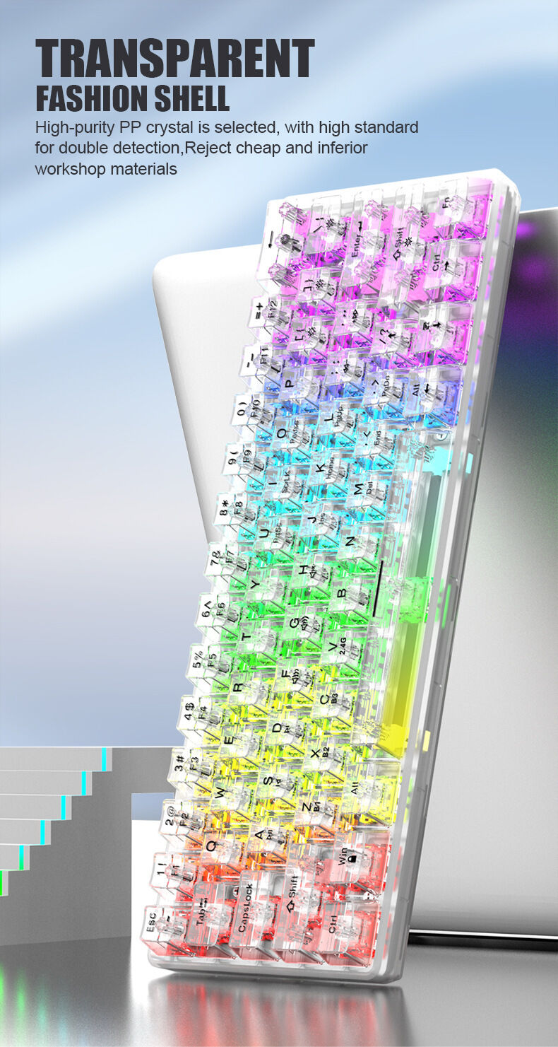 Factory Direct High Quality China Wholesale Hot Sale Transparent Bluetooth Wireless Mechanical ...