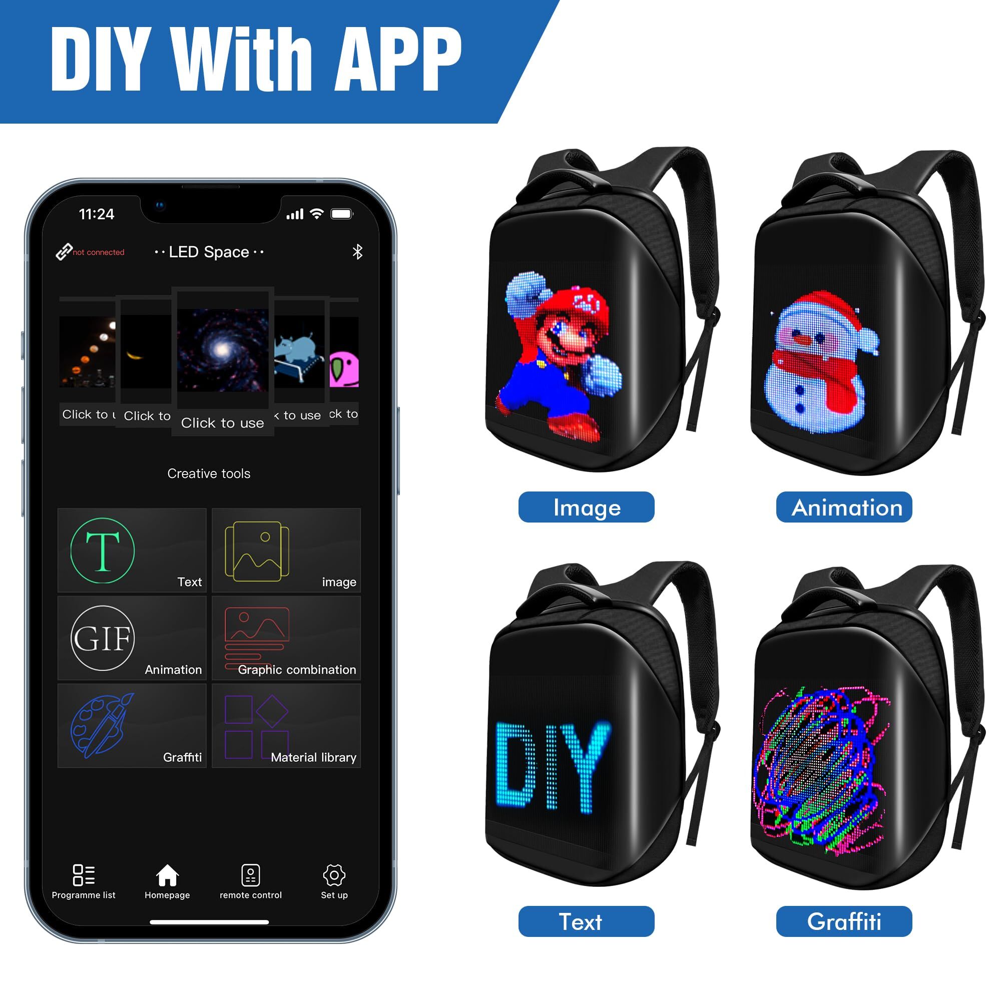 Oem Programmable Full Color Screen Waterproof Backpack Birthday Gift ...