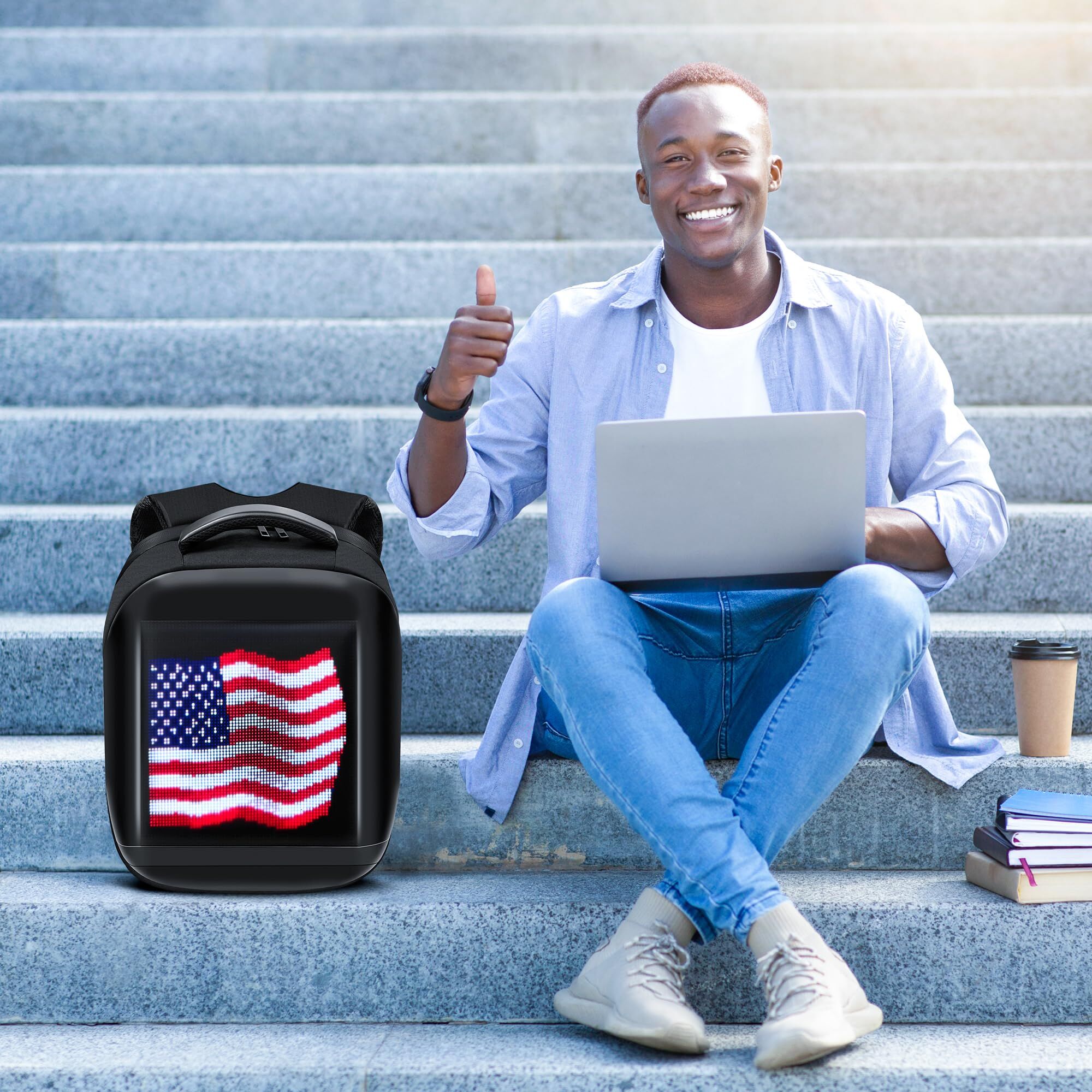 Oem Programmable Full Color Screen Waterproof Backpack Birthday Gift ...