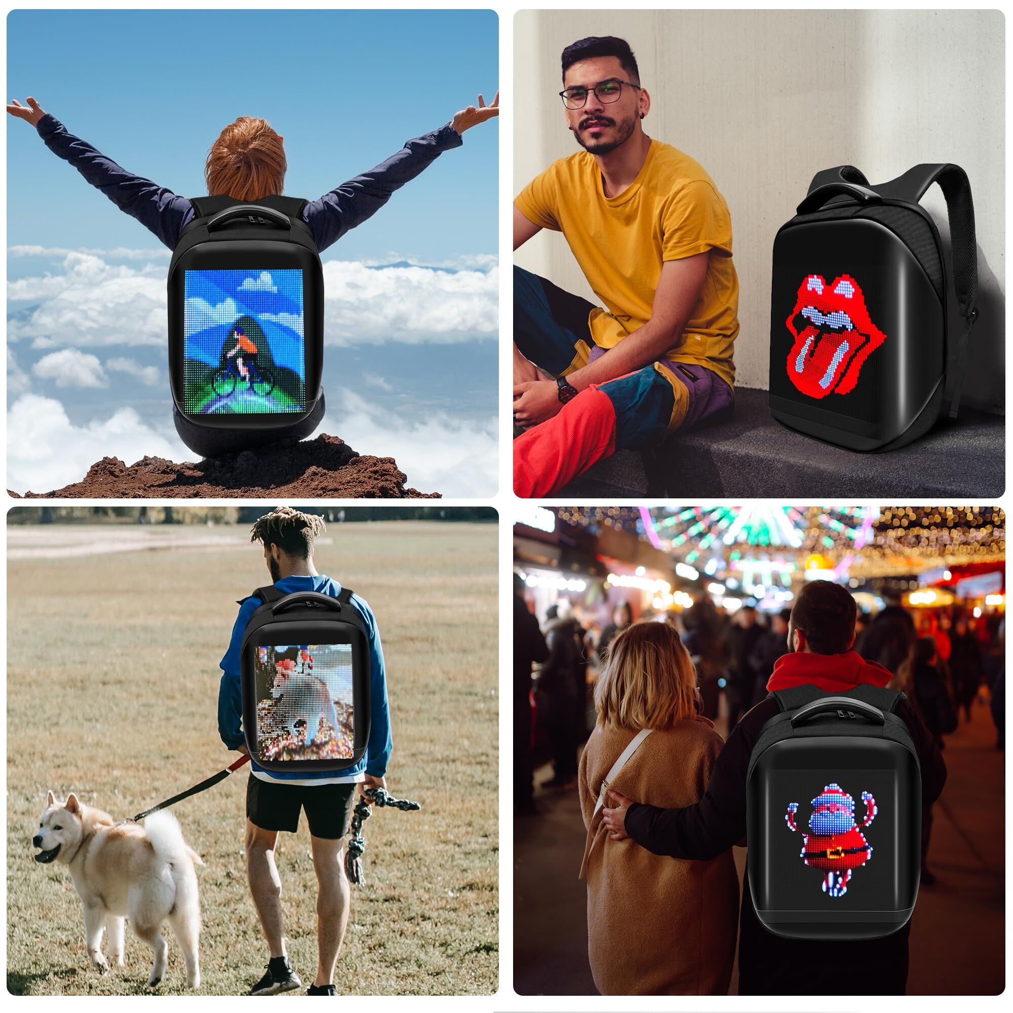 Oem Programmable Full Color Screen Waterproof Backpack Birthday Gift ...