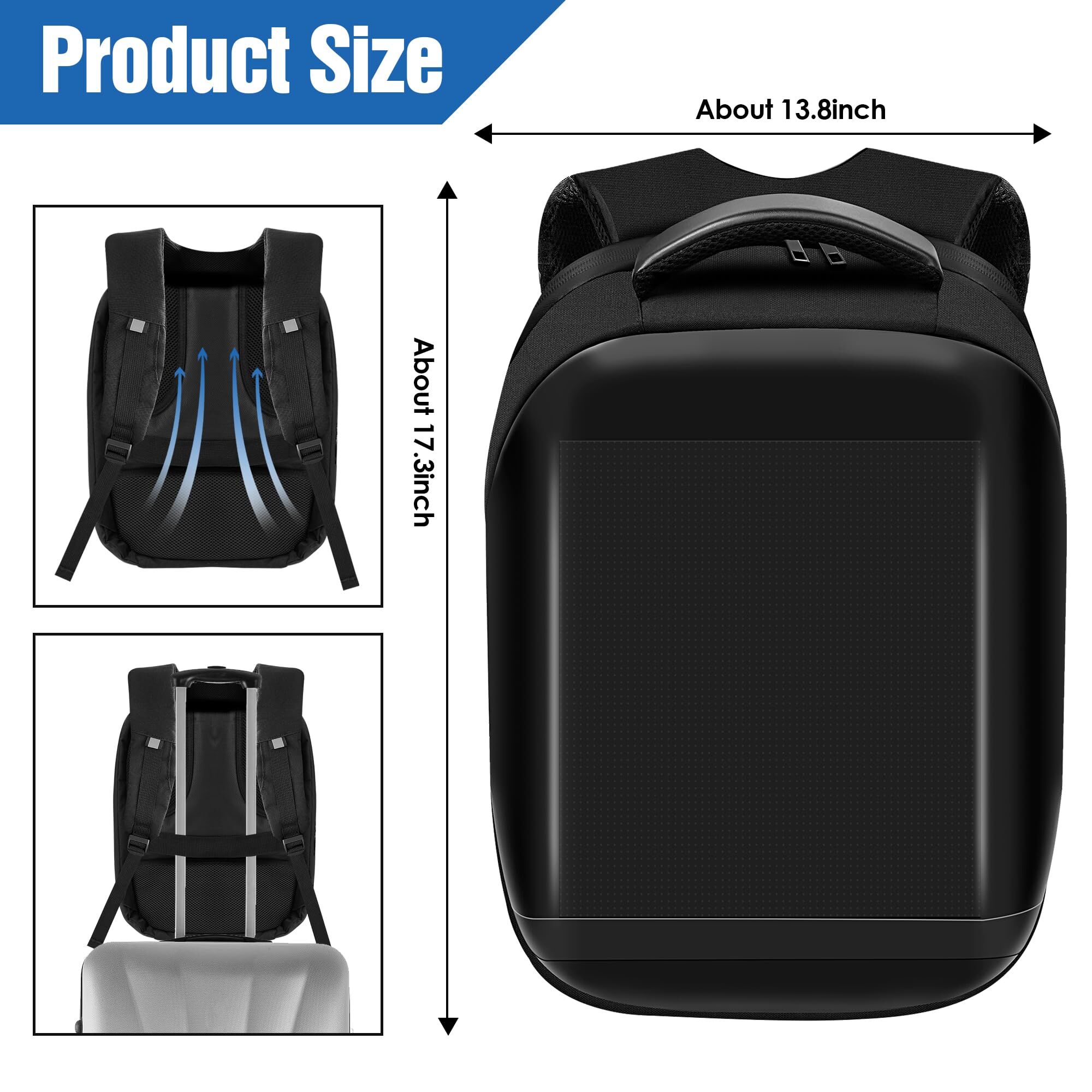 Oem Programmable Full Color Screen Waterproof Backpack Birthday Gift ...