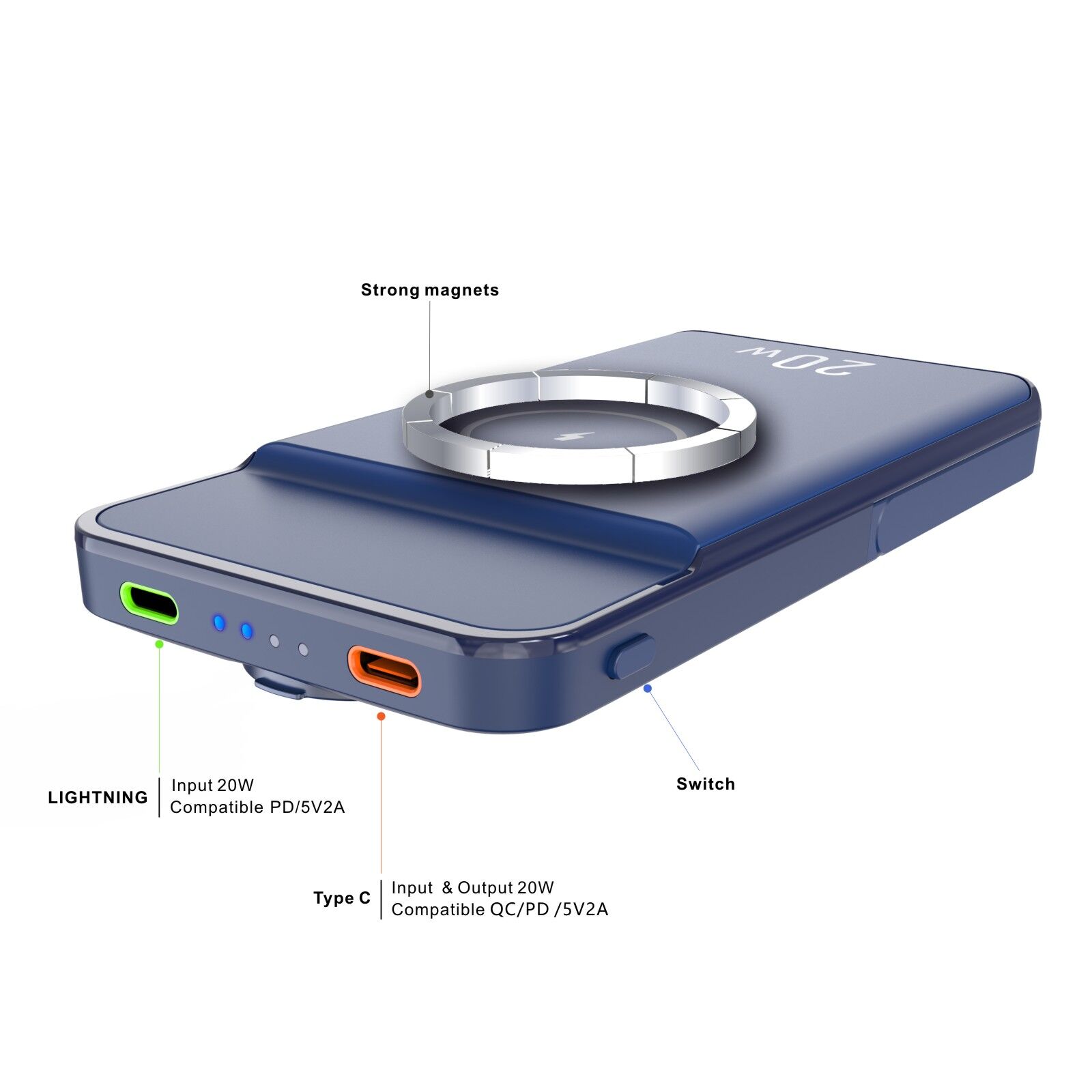 Mp01 2 In 1 Magnetic Power Bank 10000mah Pd 20w Quick Charging, Power Bank, Wireless Power Bank ...